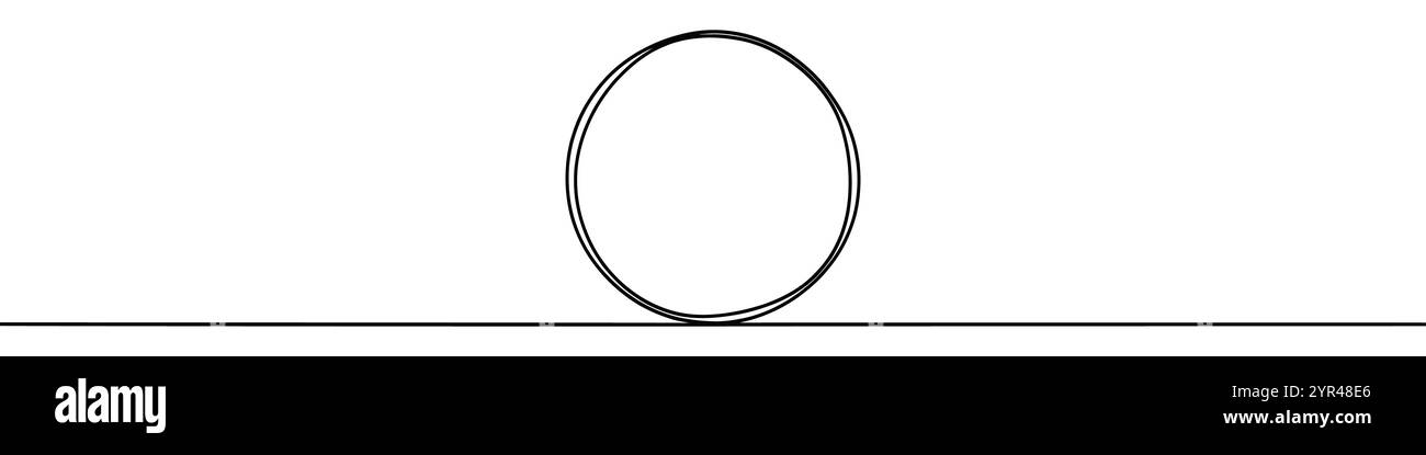 One continuous line illustration of a round frame, isolated on white ...