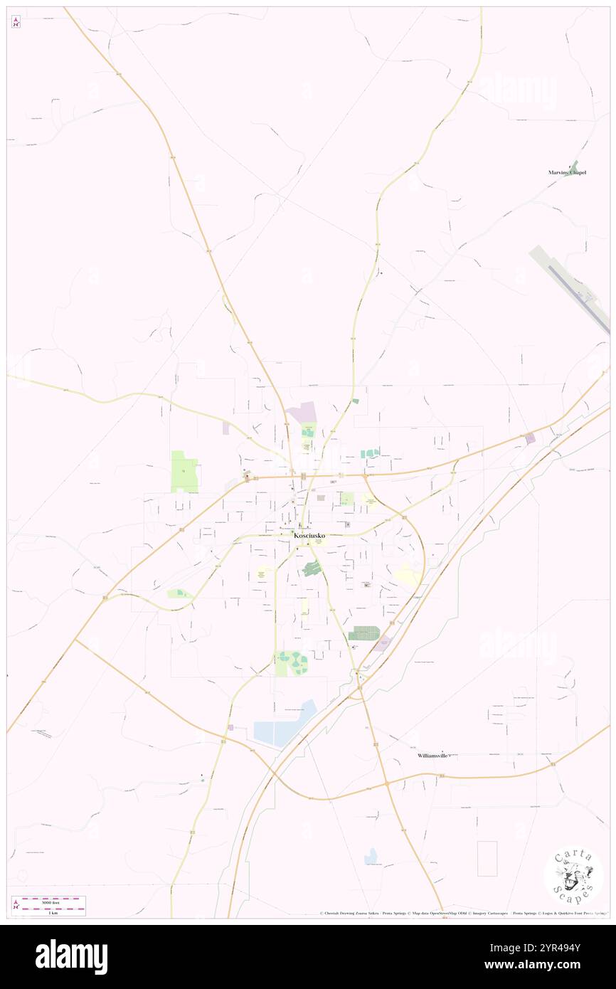 Map of kosciusko mississippi Cut Out Stock Images & Pictures - Alamy