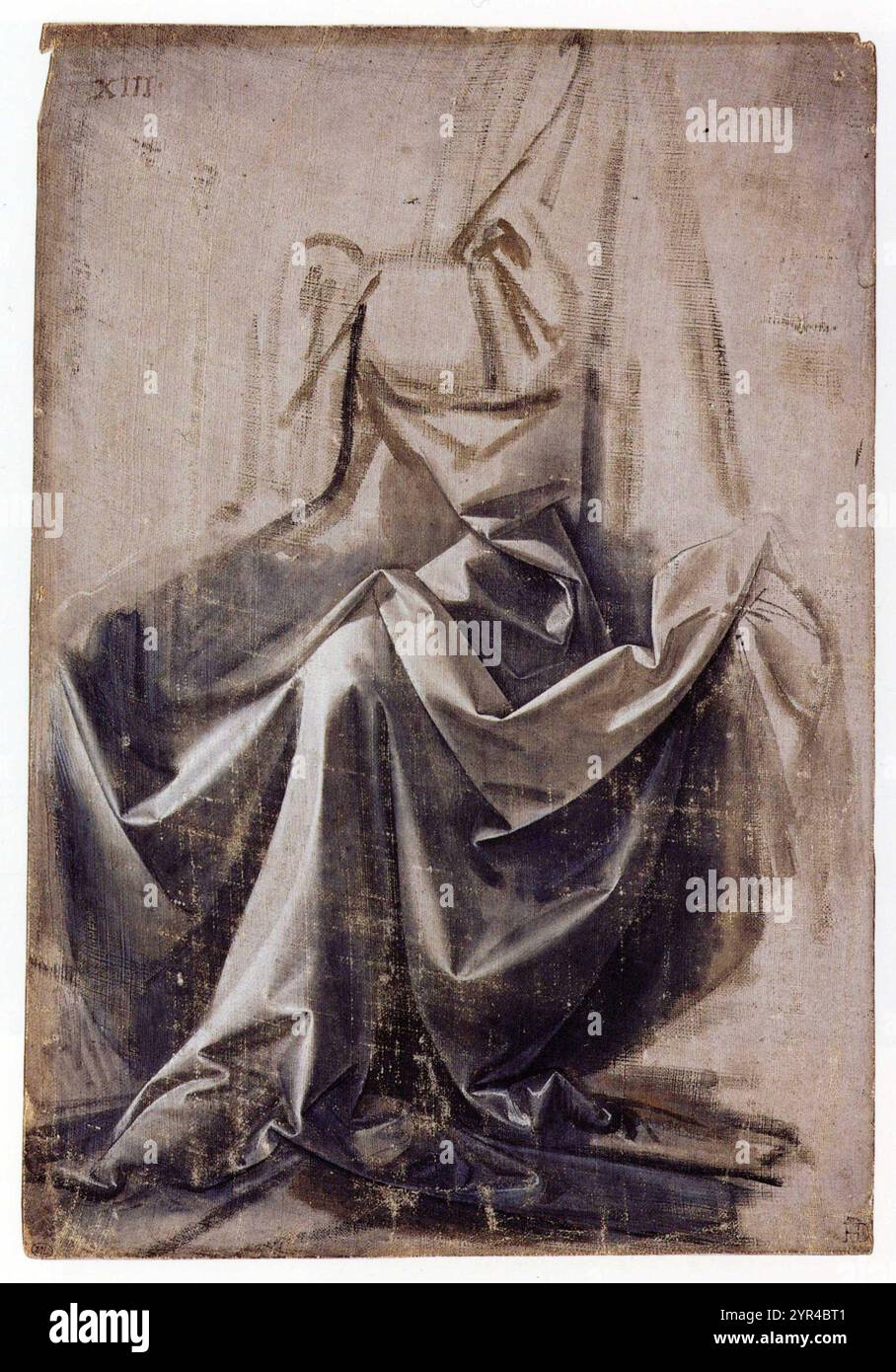 LEONARDO DA VINCI.1452-1519.DRAPERY FOR A SEATED FIGURE Stock Photo - Alamy