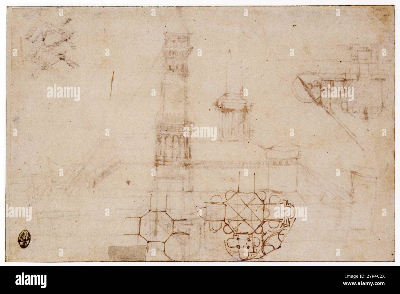 LEONARDO DA VINCI.1452-1519.TWO STUDIES OF A CENTRAL-PLAN EDIFICE Stock ...