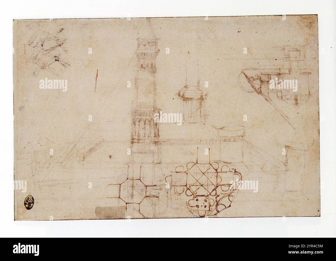 LEONARDO DA VINCI.1452-1519.TWO STUDIES OF A CENTRAL-PLAN EDIFICE Stock ...