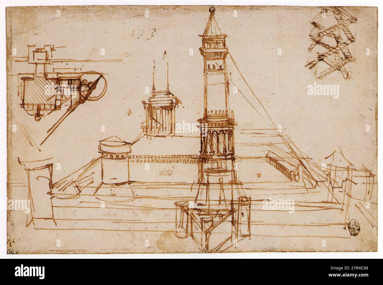 LEONARDO DA VINCI.1452-1519.ARCHITECTURE STUDIES Stock Photo - Alamy