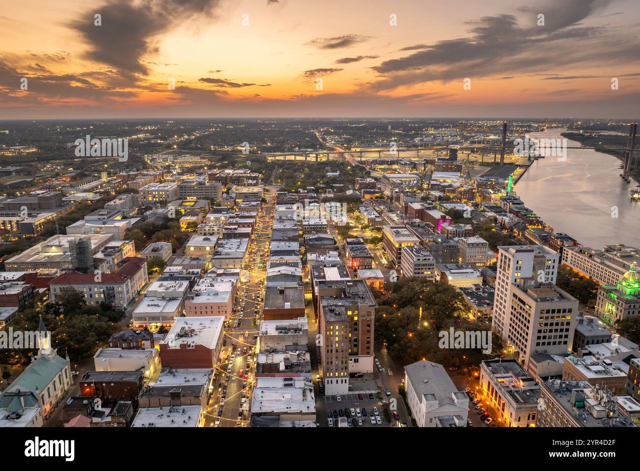 Old historic city architecture in Southern USA. View from above of ...