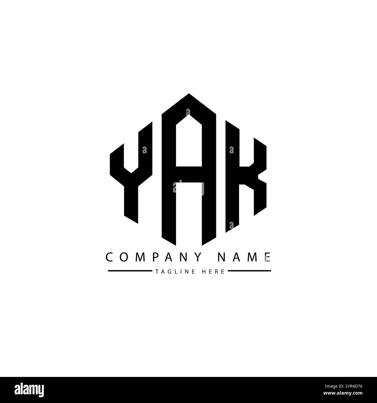 YAK letter logo design with polygon shape. YAK polygon and cube shape logo design. YAK hexagon ...