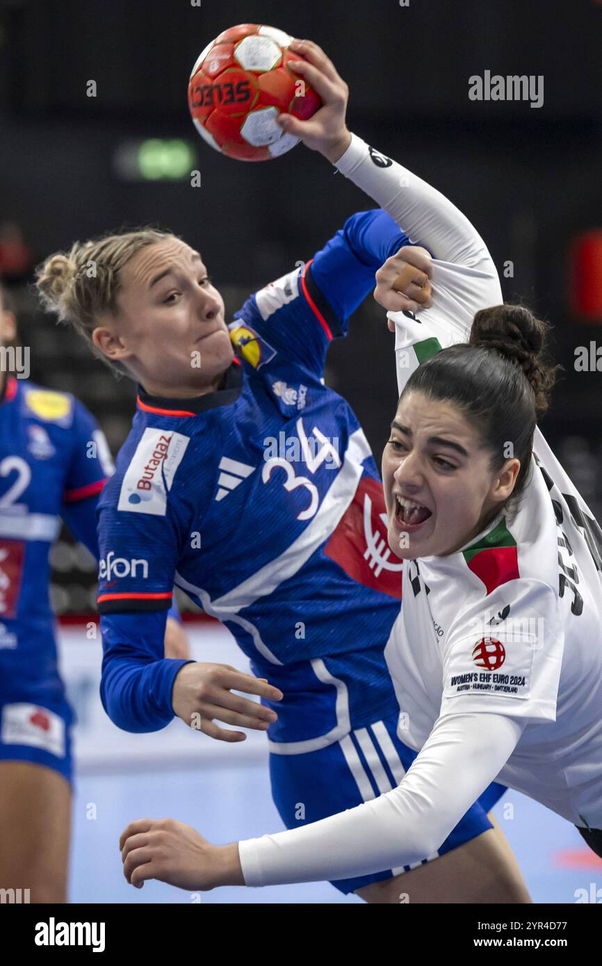 France's Lena Grandveau, left, and Portugal's Constanca Ramos Sequeira ...