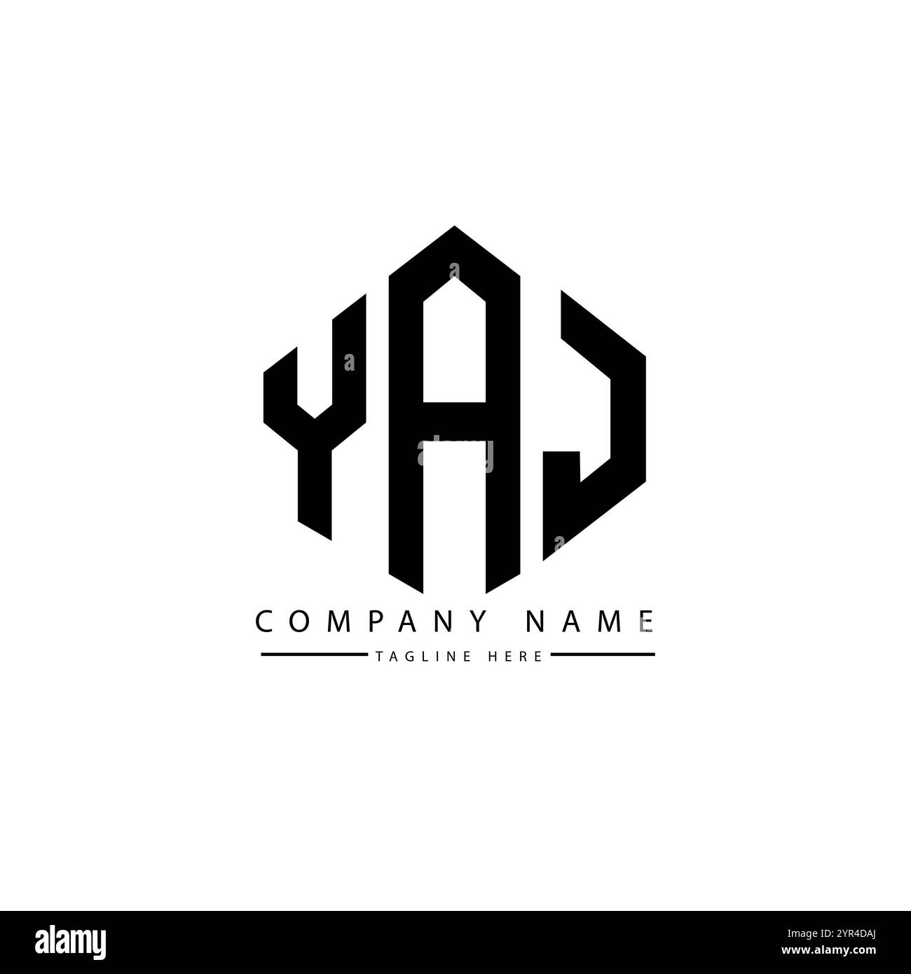 YAJ letter logo design with polygon shape. YAJ polygon and cube shape ...