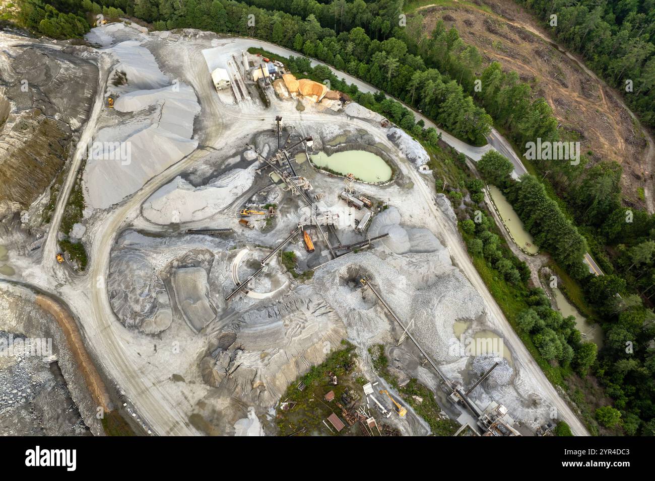 Sand open-pit mining quarry with processing plant for crushed stone ...