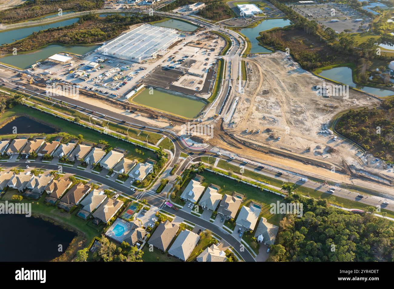 Roundabout intersection construction in North Port, Florida ...
