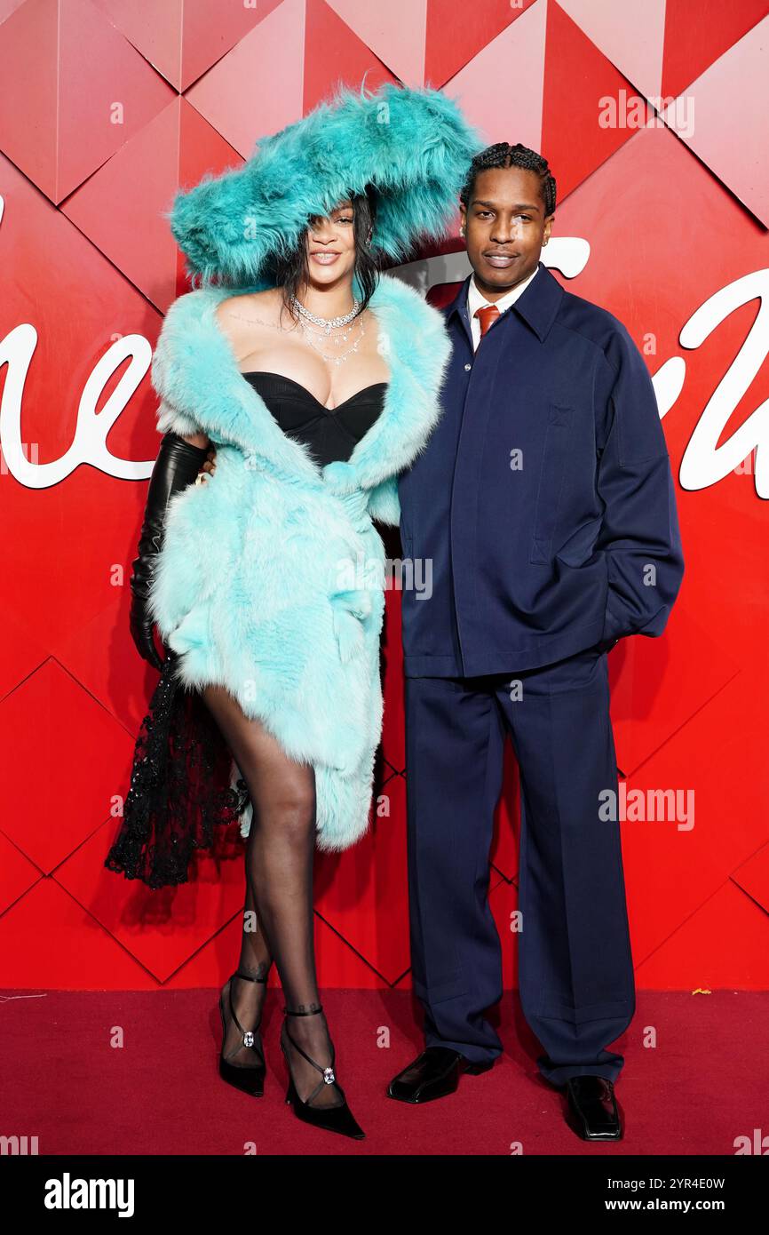 Rihanna (left) and ASAP Rocky attend the Fashion Awards, presented by ...