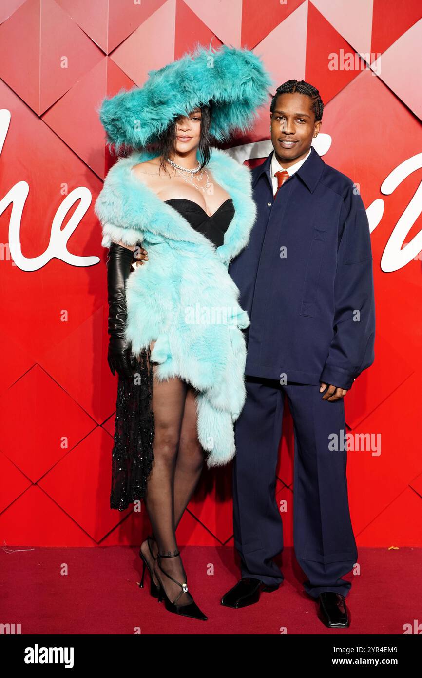 Rihanna (left) and ASAP Rocky attend the Fashion Awards, presented by ...
