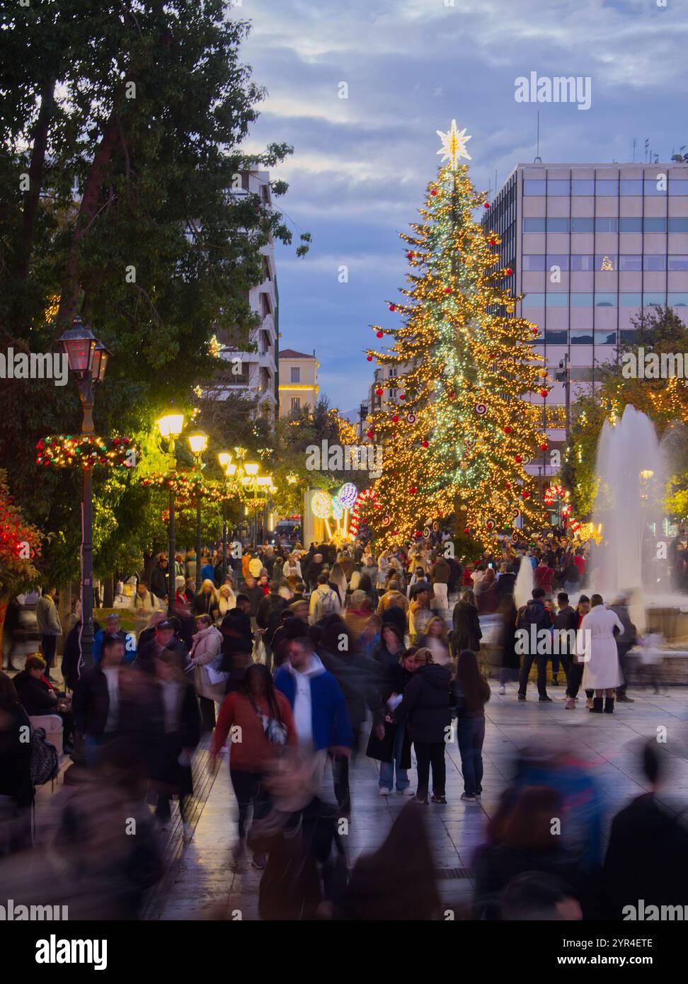 Athens, Greece - December 1, 2024: Syntagma square with Christmas tree ...
