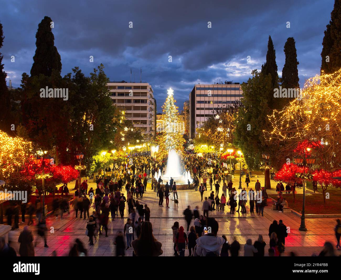 Athens, Greece - December 1, 2024: Syntagma square with Christmas tree ...