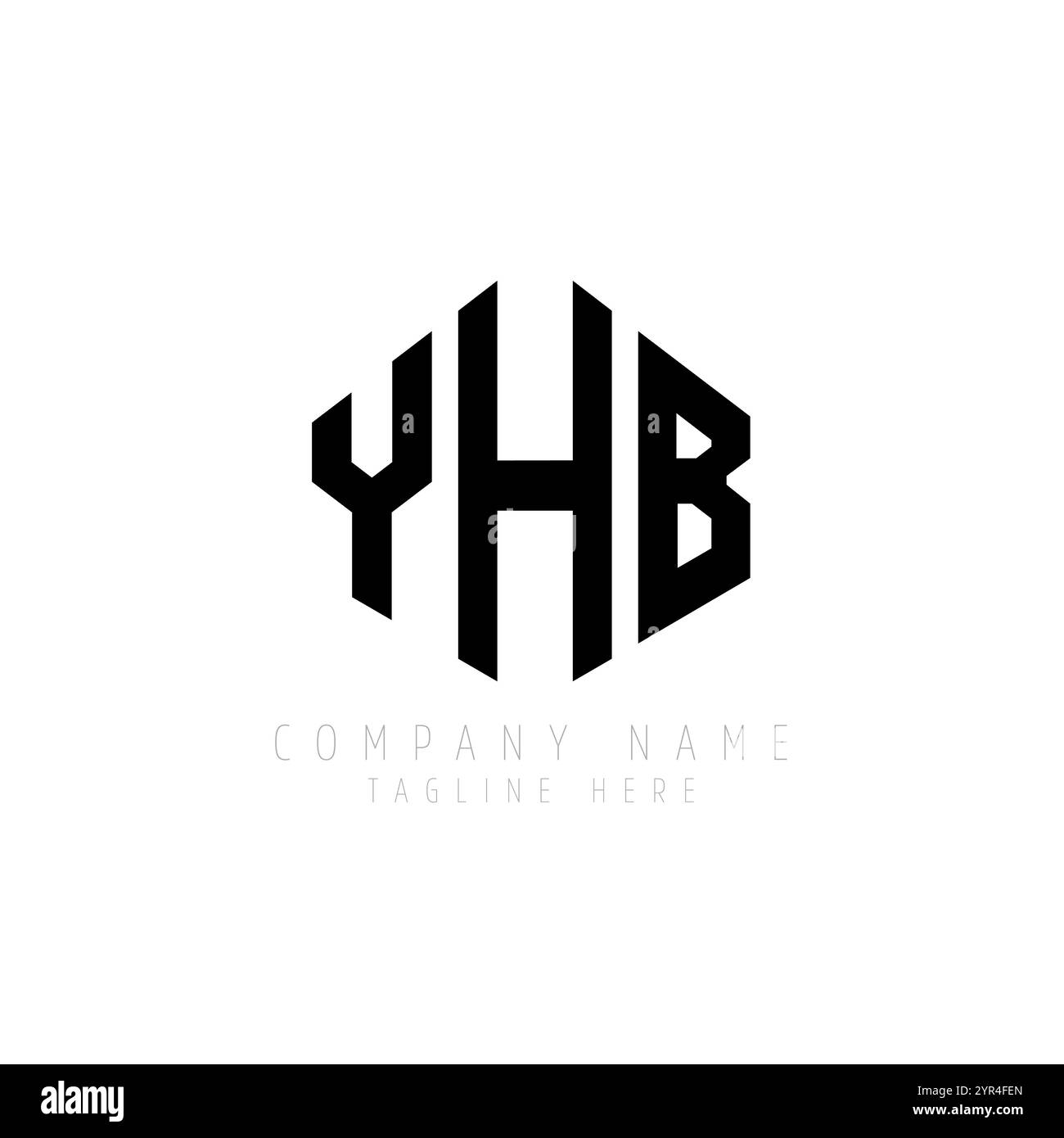 YHB letter logo design with polygon shape. YHB polygon and cube shape ...