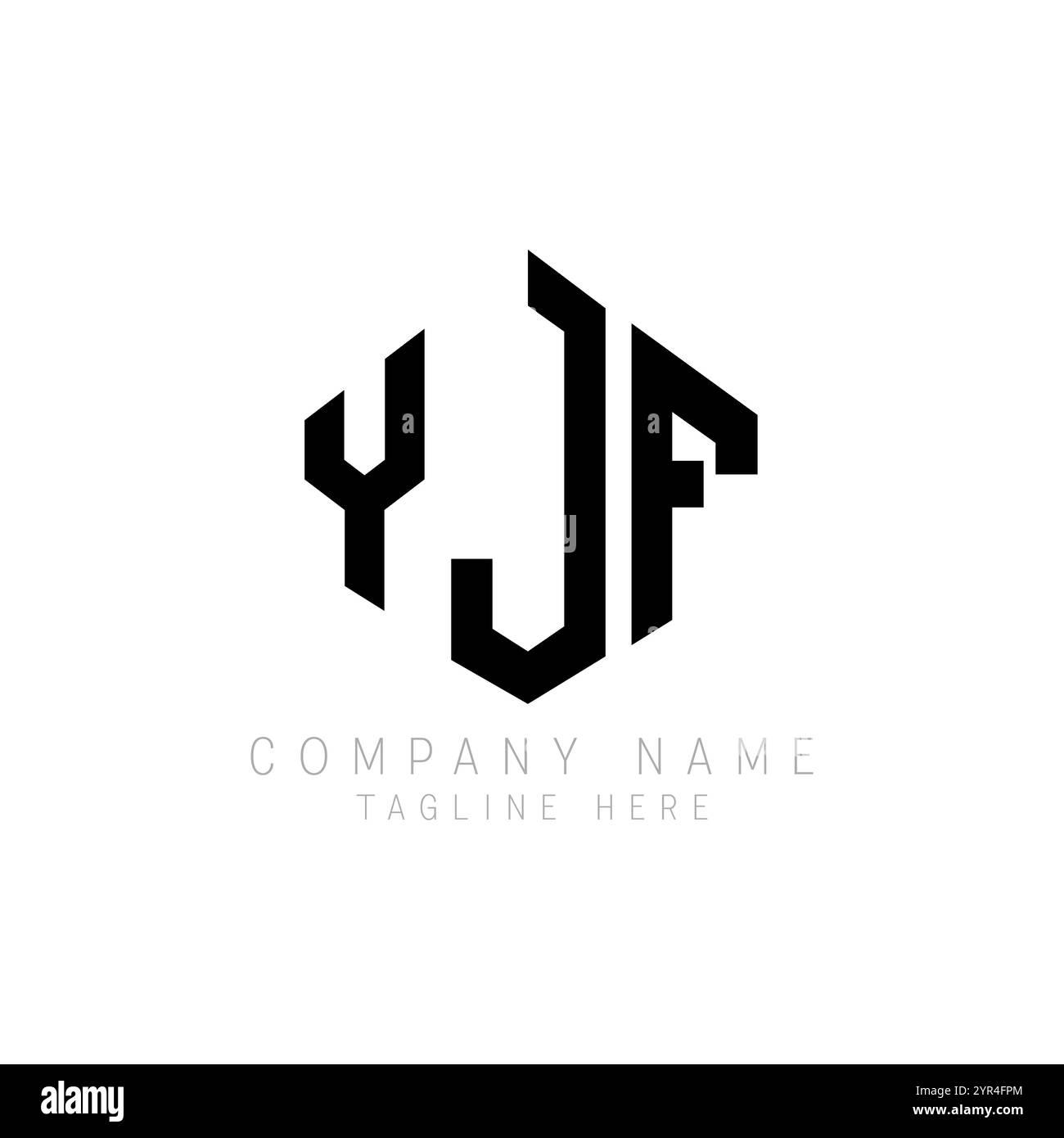 YJF letter logo design with polygon shape. YJF polygon and cube shape ...