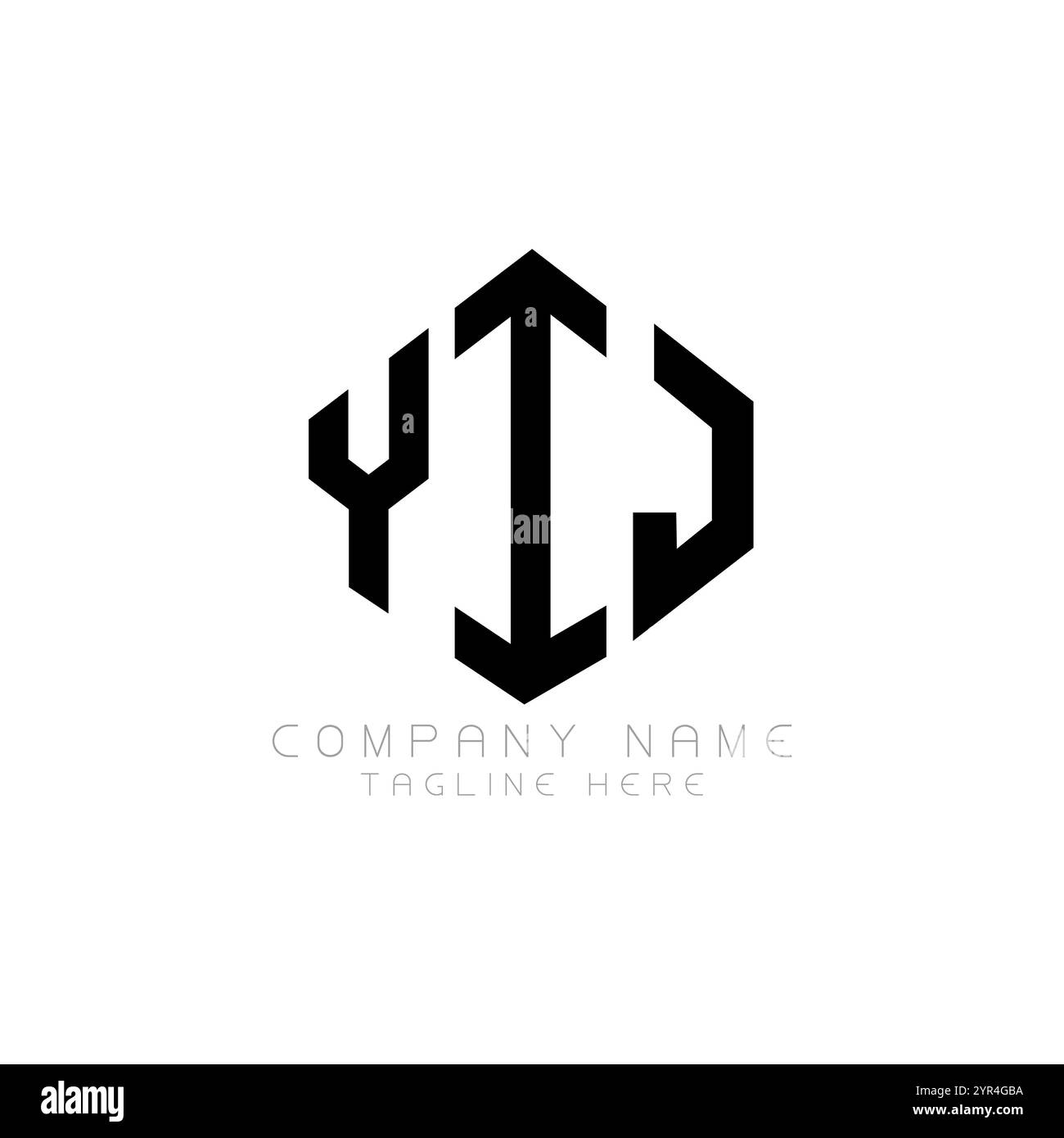 YIJ letter logo design with polygon shape. YIJ polygon and cube shape ...