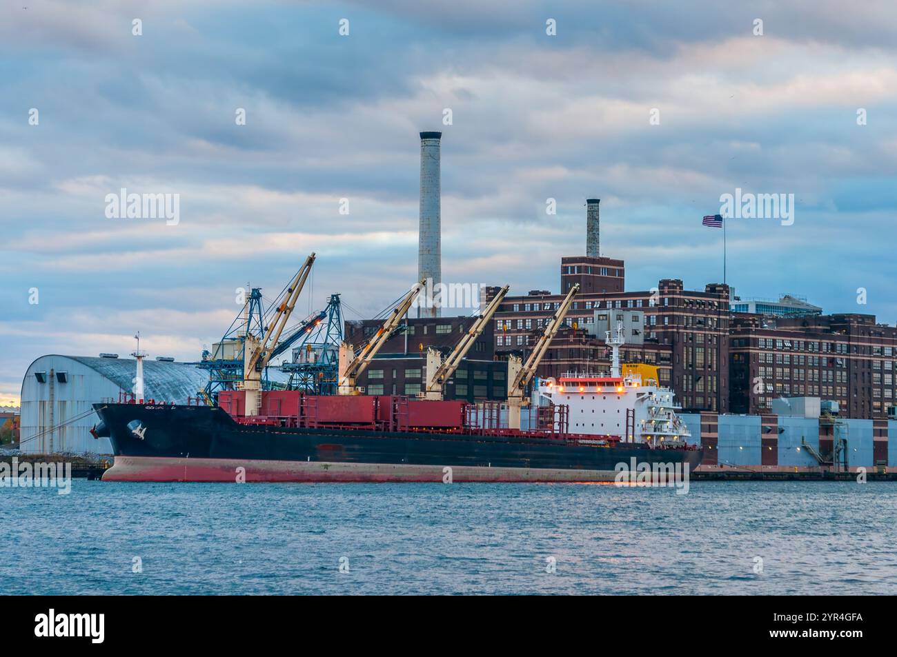 Baltimores Locust Point on a Winter Evening, Maryland USA Stock Photo ...