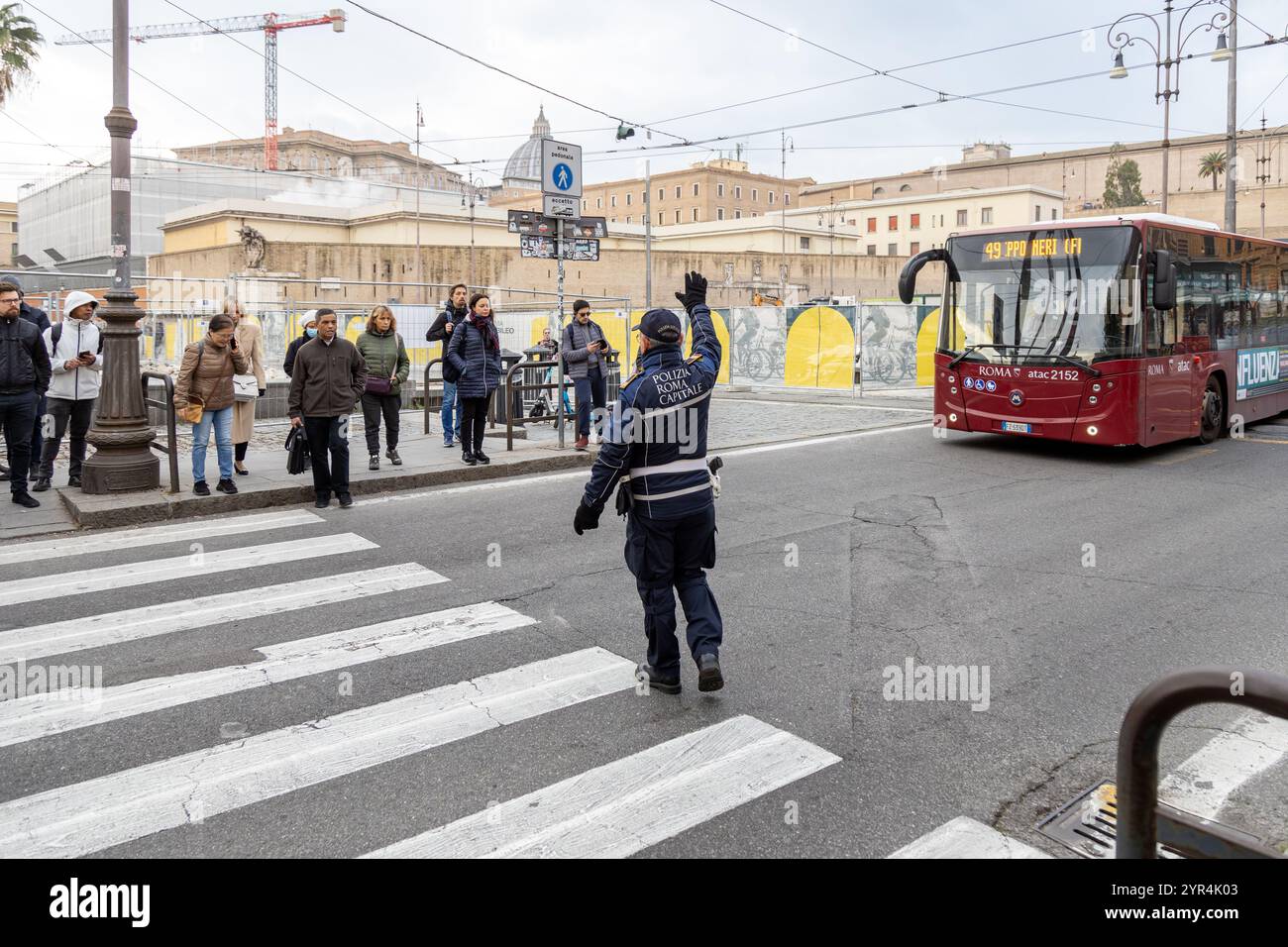 Rome, Italy - Nov 14th, 2024: A municipal police officer directs ...