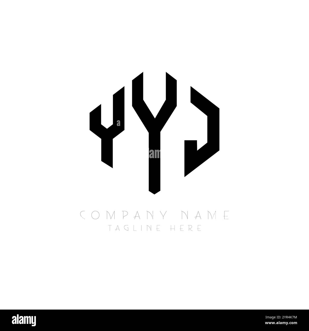 YYJ letter logo design with polygon shape. YYJ polygon and cube shape logo design. YYJ hexagon ...