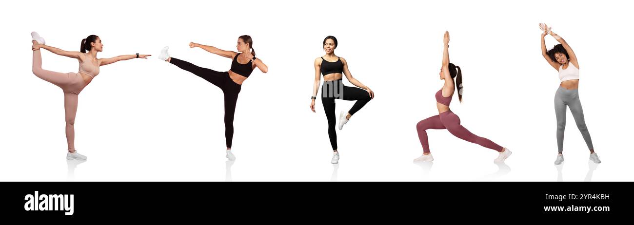 Dynamic fitness poses showcase flexibility and strength in a modern ...
