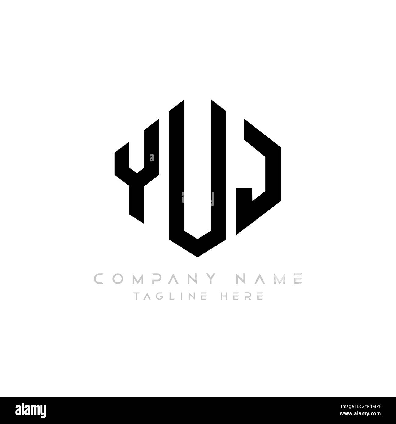 YUJ letter logo design with polygon shape. YUJ polygon and cube shape ...