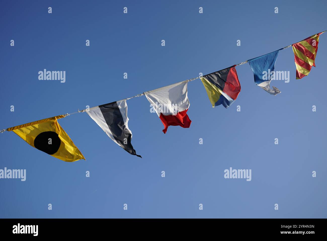 Various Maritime Signal Flags in a Ship Stock Photo - Alamy