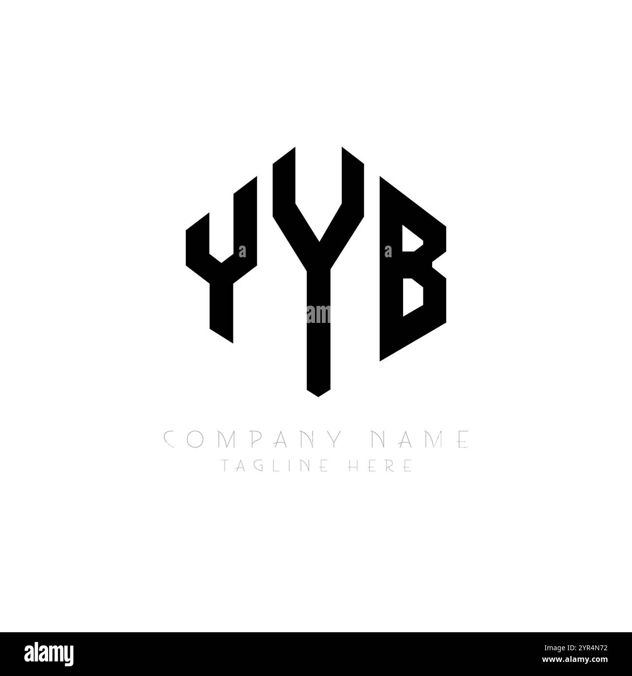 YYB letter logo design with polygon shape. YYB polygon and cube shape ...