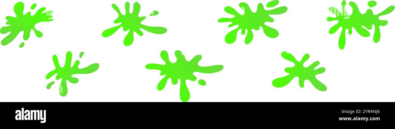 Dripping green goo with splashes and blot effects. Mucus texture blobs ...