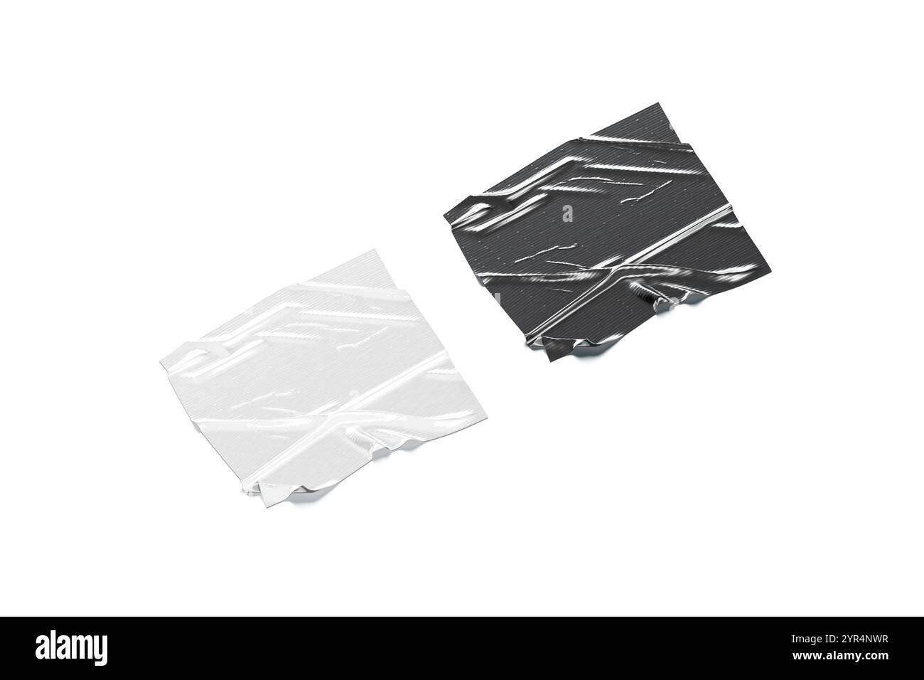 Blank black and white square adhesive duct tape mockup, isolated, 3d ...