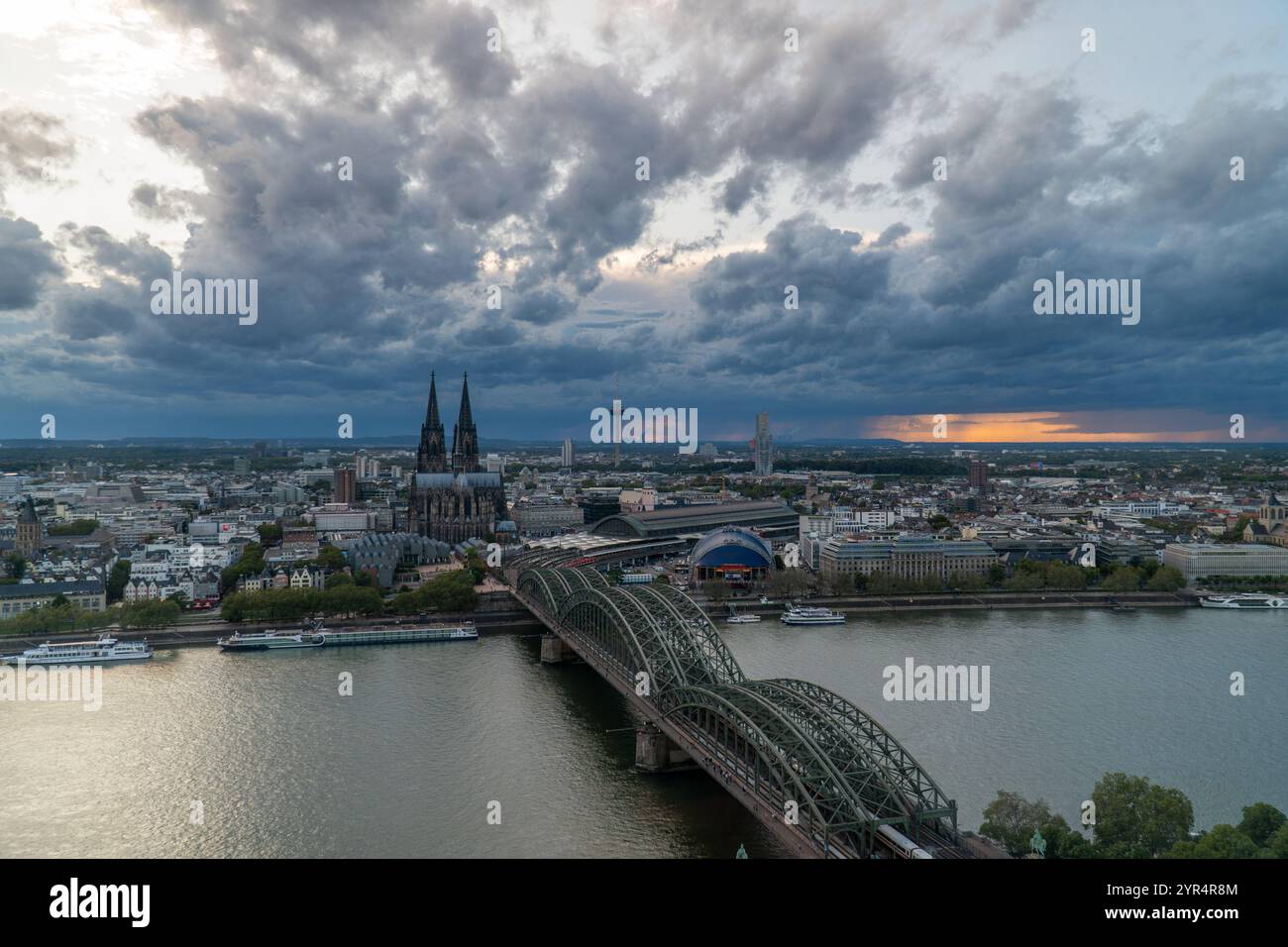A scenic view of Cologne, Germany, featuring the iconic Cologne ...