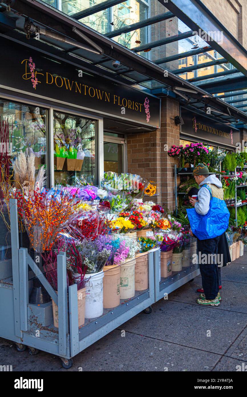 Flower vendor on Davie Street in Vancouver Canada Stock Photo - Alamy