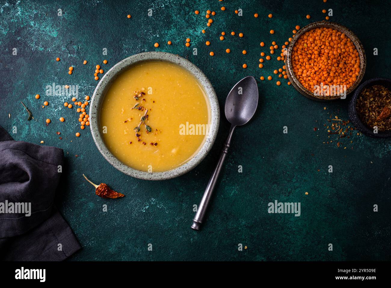 Healthy vegan lentil cream soup Stock Photo - Alamy