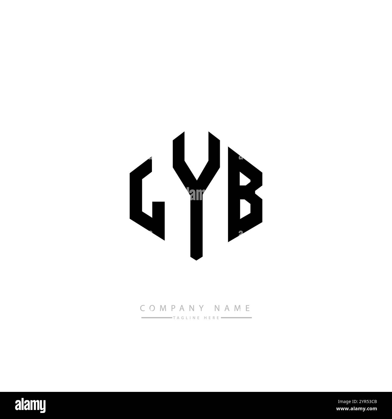 LYB letter logo design with polygon shape. LYB polygon and cube shape ...