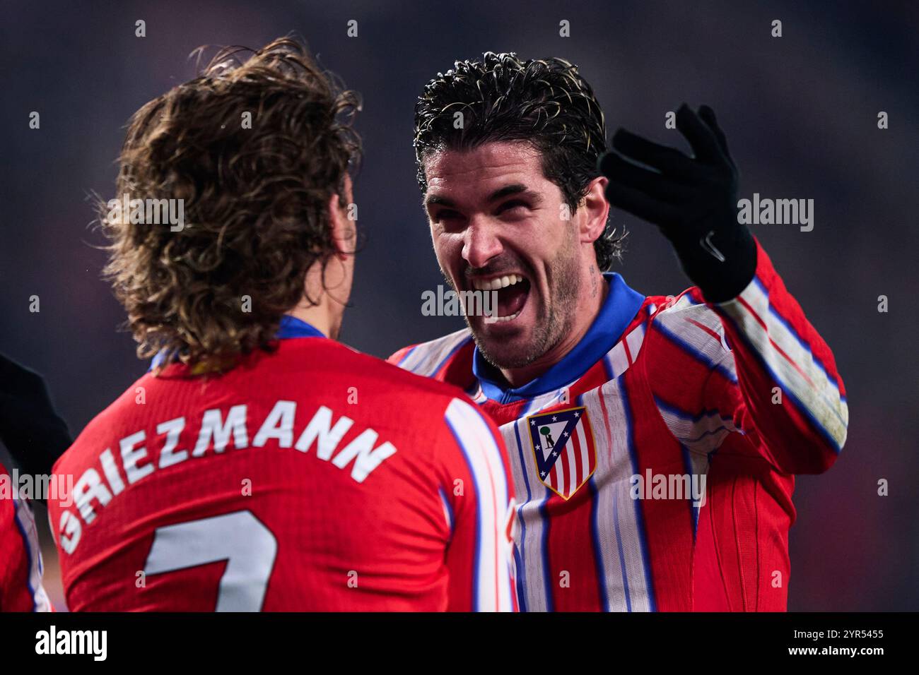 Rodrigo de Paul of Atletico de Madrid celebrates with his teammates ...