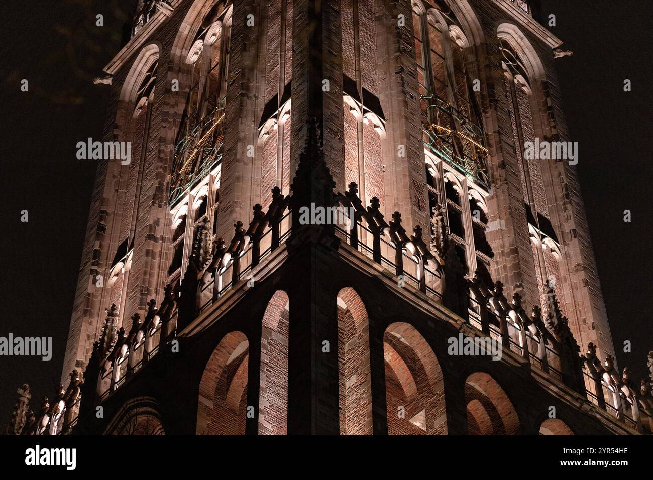 Architectural detail of renovated cathedral church tower of De Dom in ...