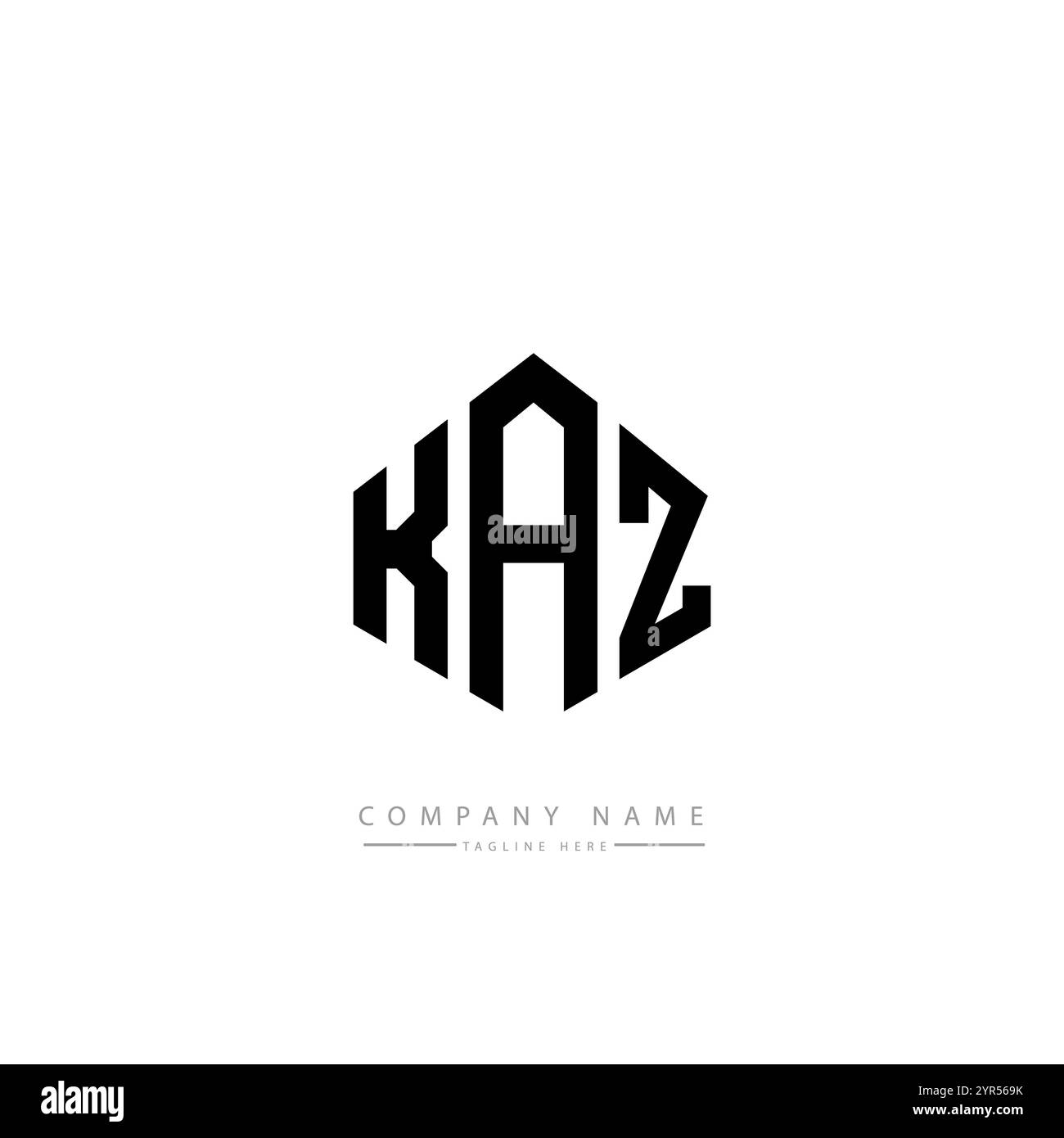 KAZ letter logo design with polygon shape. KAZ polygon and cube shape ...