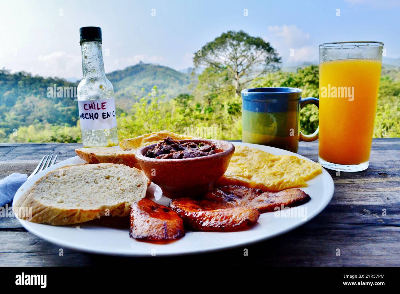 Typical Breakfast with a View in Guatemala Stock Photo - Alamy