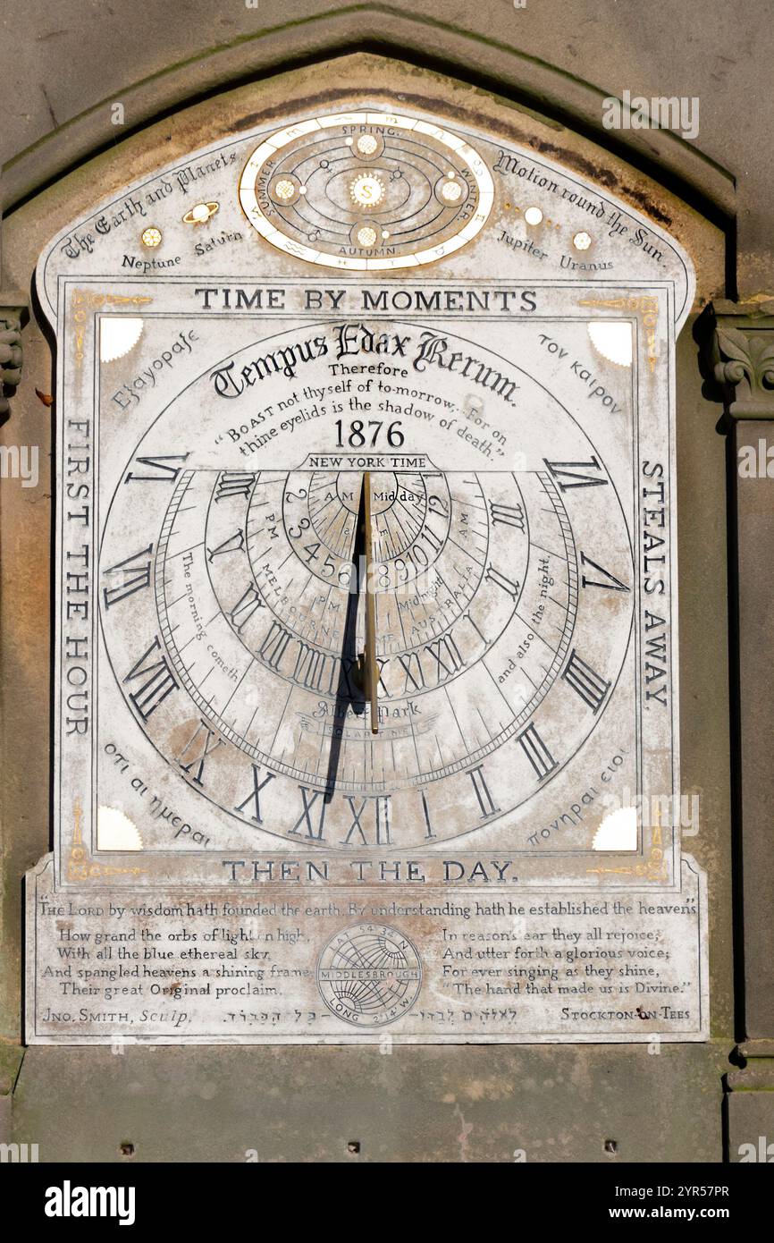 Antique 1876 stone sundial & intricate carvings and inscriptions re the ...