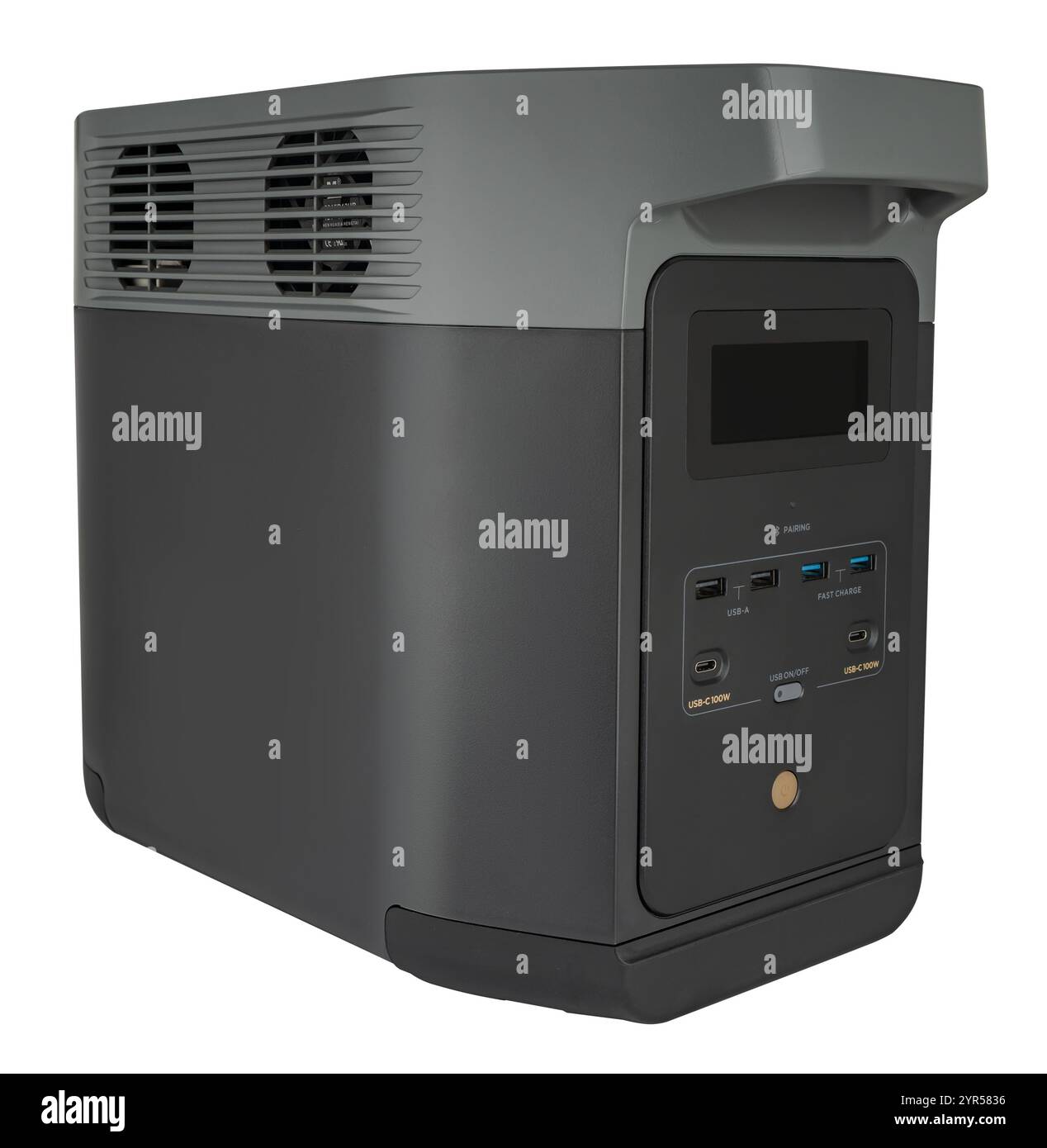 Portable charging power station, on white background in insulation ...