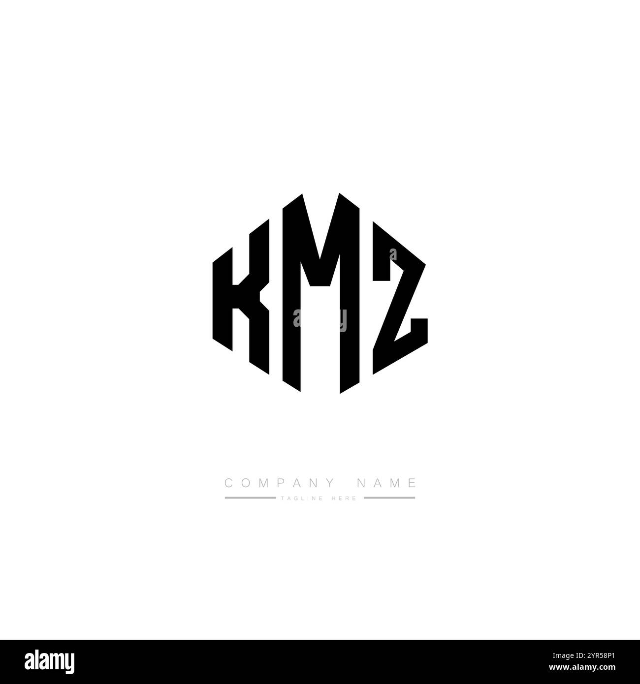 KMZ letter logo design with polygon shape. KMZ polygon and cube shape ...