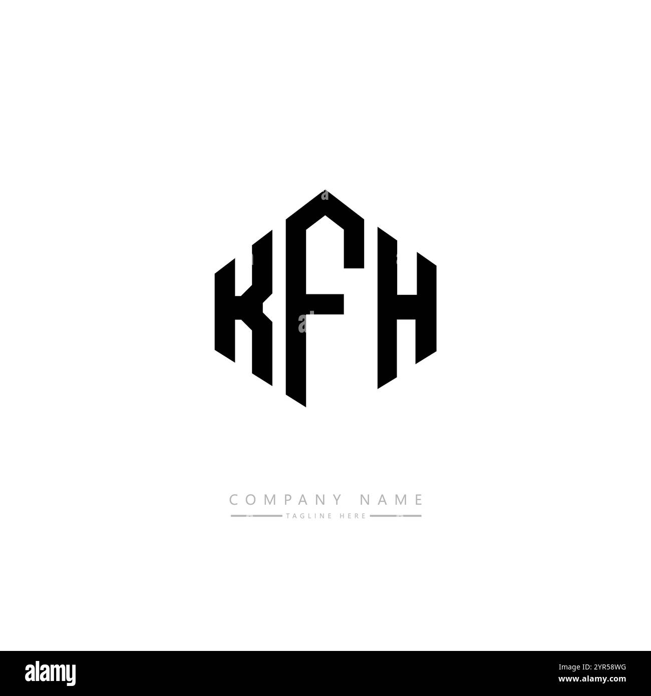 KFH letter logo design with polygon shape. KFH polygon and cube shape ...