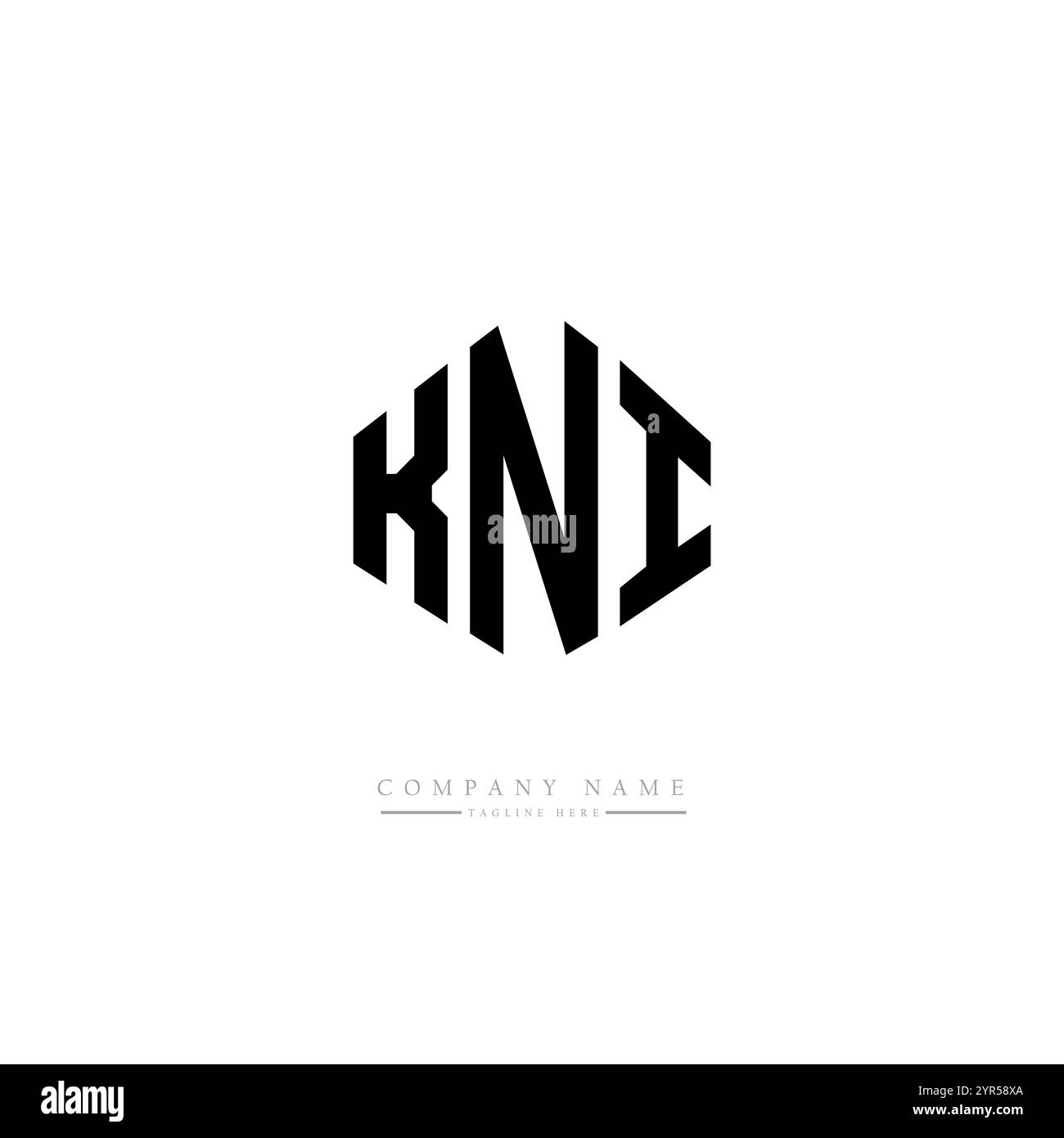 KNI letter logo design with polygon shape. KNI polygon and cube shape ...