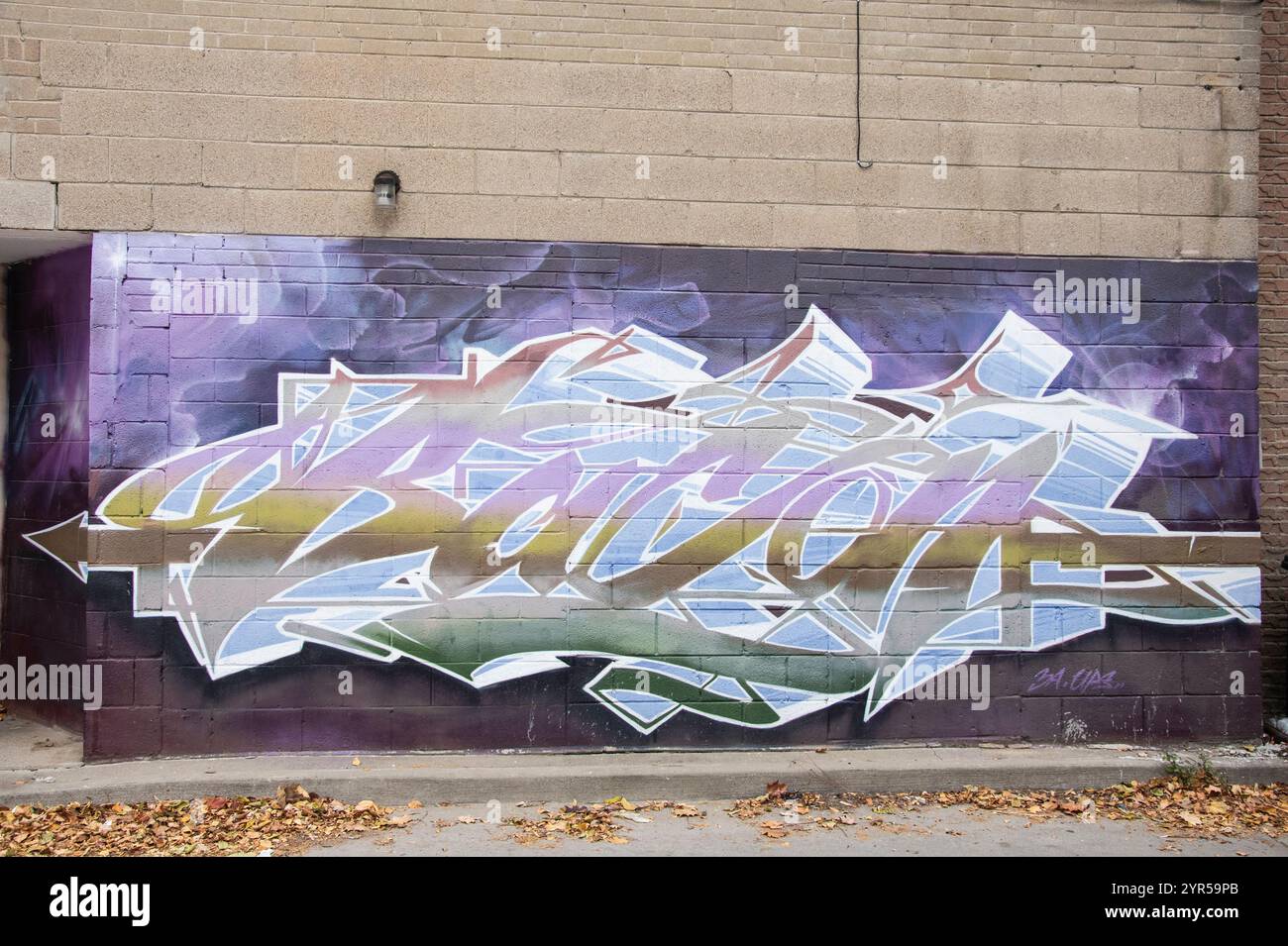 Word bacon with arrow pointing mural on McCaul Street in downtown ...