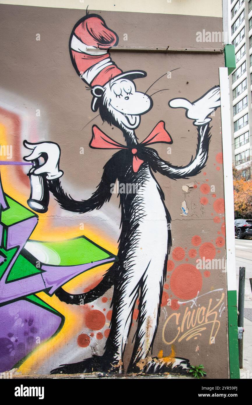 Dr. Seuss Cat in the Hat mural on McCaul Street in downtown Toronto ...