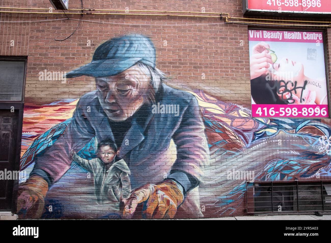 Mural depicting early life in Chinatown on Grange Place in downtown ...