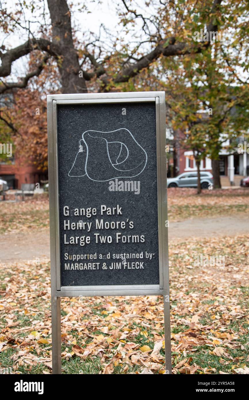 Information sign for Large Two Forms sculpture at Grange Park on ...