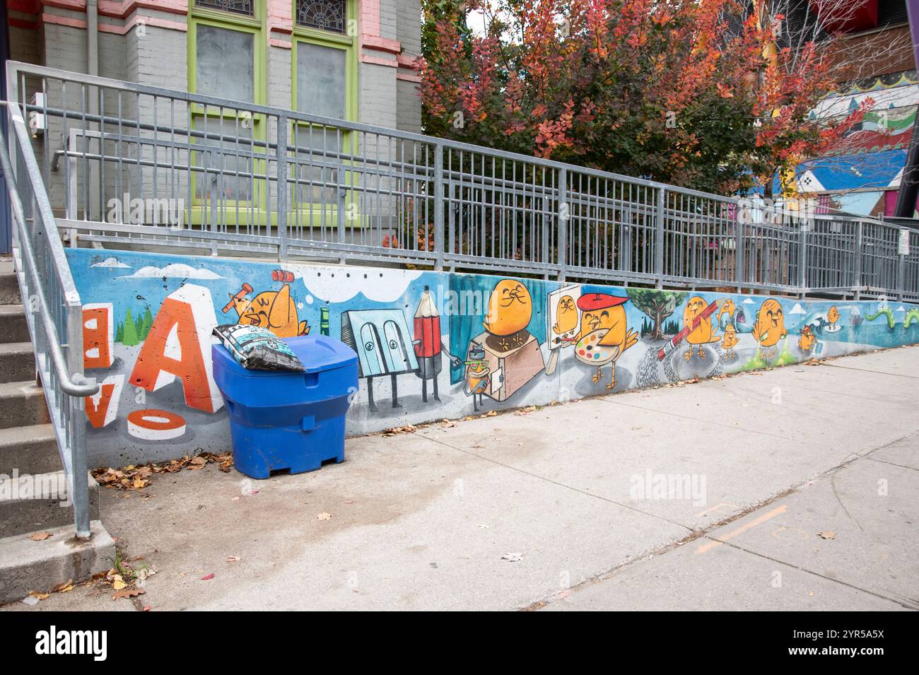 Yellow birds painting on the ramp at Above Ground Art Supplies on ...