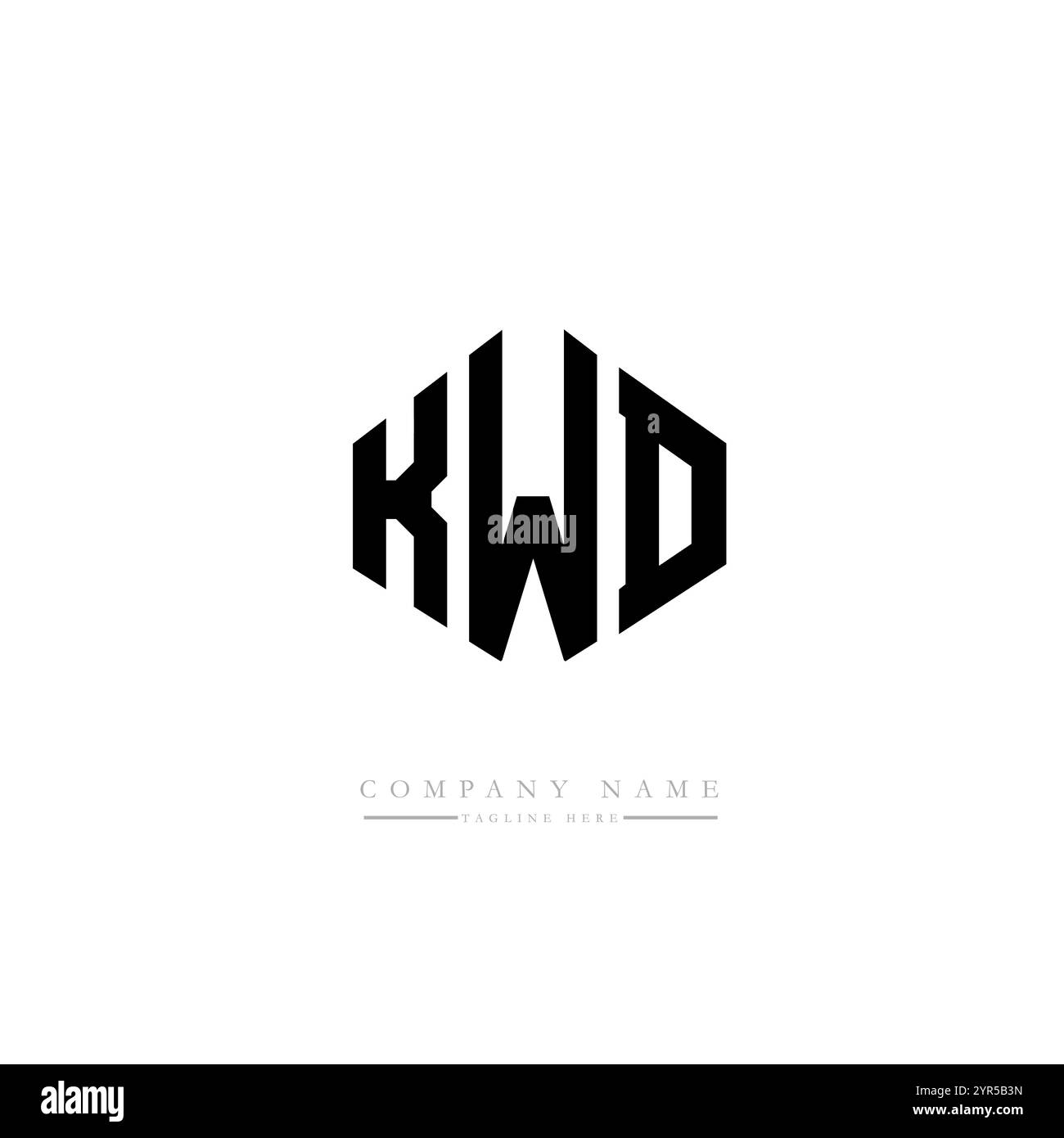 KWD letter logo design with polygon shape. KWD polygon and cube shape ...