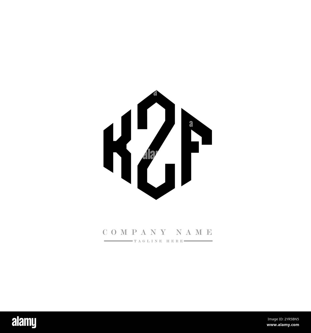KZF letter logo design with polygon shape. KZF polygon and cube shape logo design. KZF hexagon ...