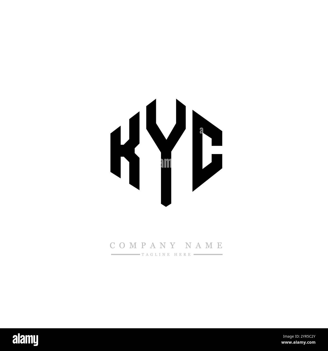 KYC letter logo design with polygon shape. KYC polygon and cube shape ...