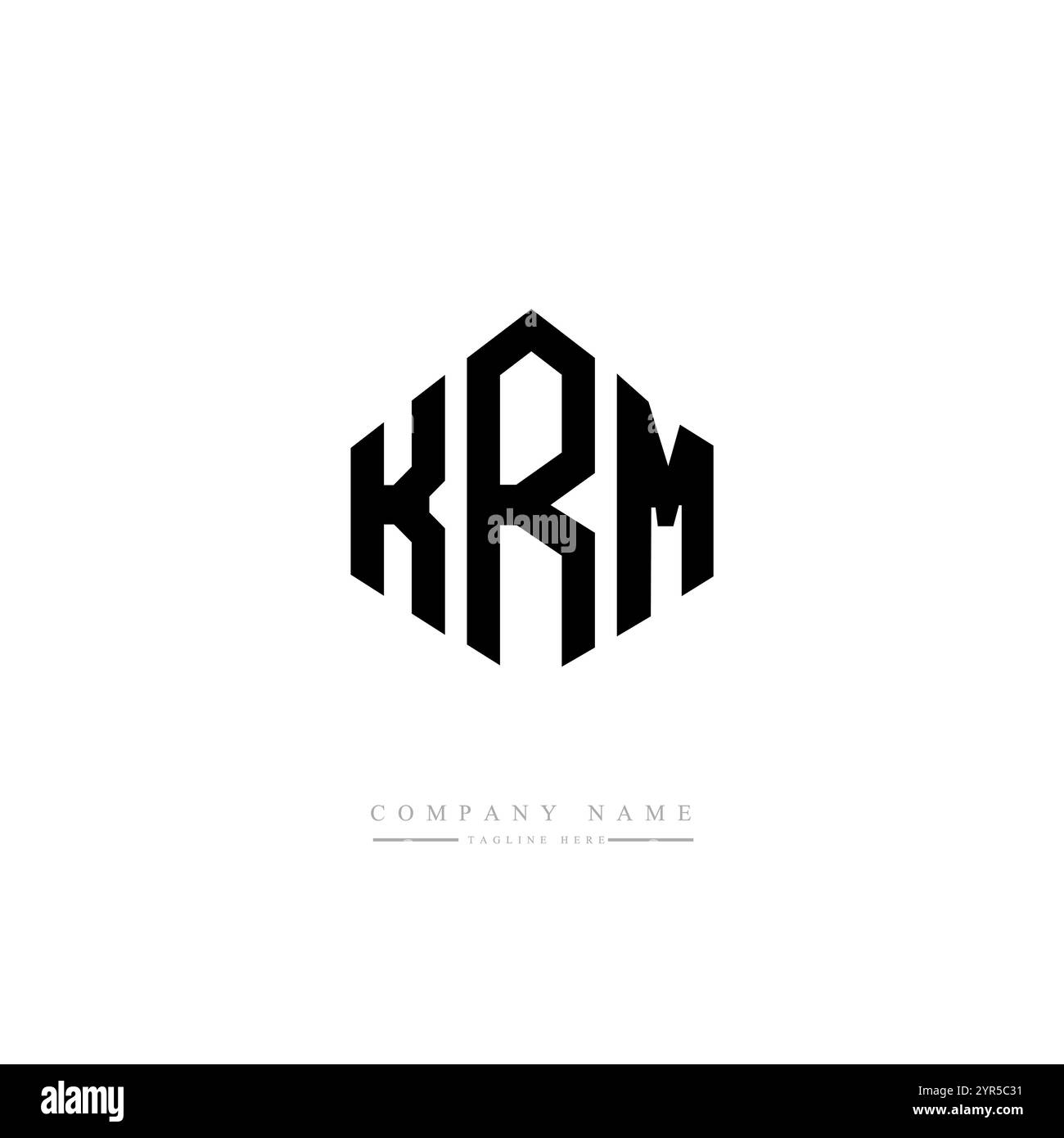 KRM letter logo design with polygon shape. KRM polygon and cube shape ...